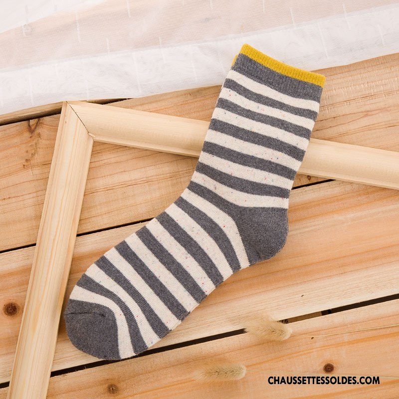 Chaussettes Mi Hautes Homme Le Nouveau Rayé L'automne De Travail Terry ...